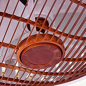 64W LED Ceiling Fans,Modern Acrylic Semi Flush Mount LED Invisible Ceiling Fan Lighting with Remote Control 3-Light Color and 3-Speed Changeable Enclosed Fandelier Timing Lamp (22.4 inch Round)