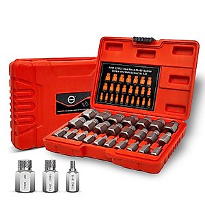 AKM 25Pcs Screw Extractor Set, Hex Head Multi-Spline Easy Out Bolt Extractor Set, Chrome Molybdenum Alloy Steel Rounded Bolt Remover