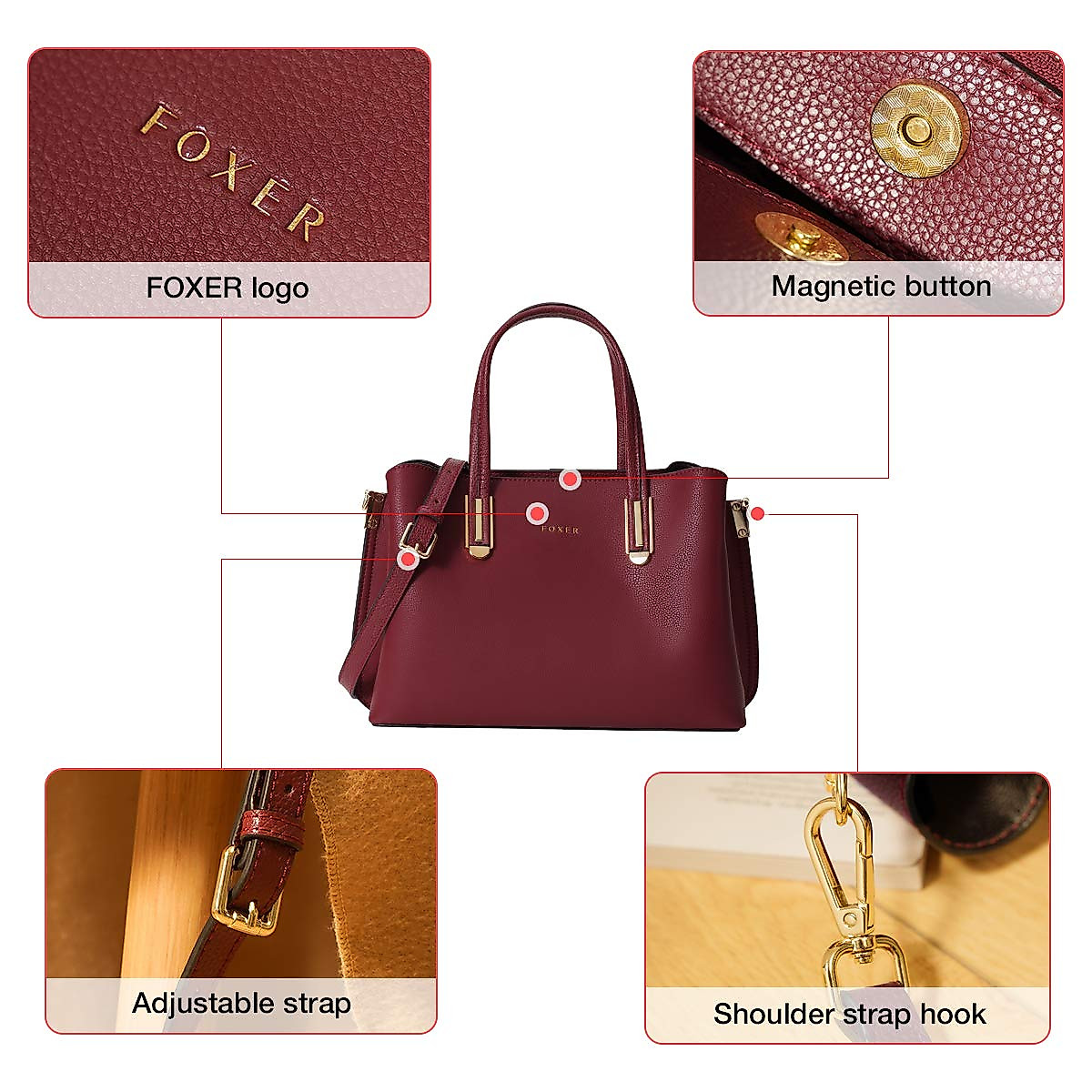 Cow Leather Handbags for Women, Ladies Top-handle Bags with Adjustable Shoulder Strap Womens Fashion Designer Purses and Handbags Tote Bag (Black)