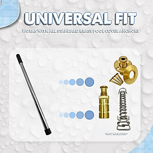 Poolzilla 24" Stainless Steel Installation Rod for Brass Anchors, Easily Install and Remove Spring for Pool Opening and Closing