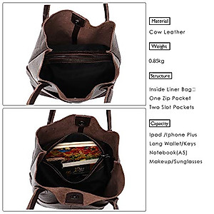 STEPHIECATH Genuine Leather Women's Shoulder Bag Large Casual Soft Real Leather Skin Tote Vintage Snap Basket Carry Bag (COFFEE)