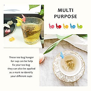 20 Pieces Cute Snail Shape Silicone Tea Bag Holder, LEEFONE Candy Colors Cup Hangers for Gift Set Home Party Supplies