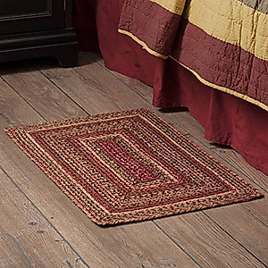VHC Brands Cider Mill Jute Rectangular Rug 20x30 Country Braided Flooring, Burgundy