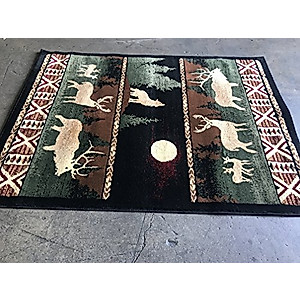 Carpet King Cabin Style Area Rug Country Lodge Elk Deer Wildlife Design 382 (7 Feet 7 Inch X 10 Feet 6 Inch)