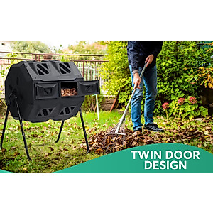 TerraTurner Tumbling Composter, Stainless Steel Center Tube, Dual Batch, 43 Gallon