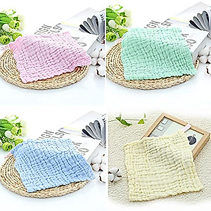 Baby Muslin Washcloths 100% Cotton Muslin Squares Cloths 5 Pack Baby Washcloth 6 Layers Organic Cotton Baby Face Towels Reusable Extra Soft Baby Face Towel and Wash Cloths for Bath (30 * 30CM)