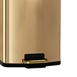 Fenteer Step Trash Can with Lid Kitchen Trash Bin 9L Sleek Waste Container Garbage Can Foot Pedal Garbage Bin for Living Room Bedroom, Champagne Gold