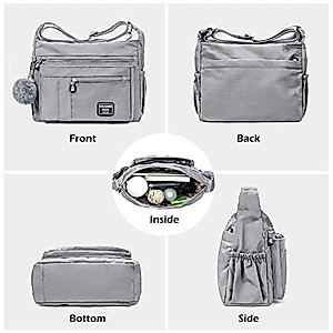 Women Shoulder Handbag RFID Roomy Crossbody Purse Multiple Pockets Bag Ladies Fashion Tote Top Handle Satchel (Silver Grey)