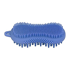 Silicone Body Scrubber Scrub Bath Double Sided Massage Brush Shampoo Bather Bath Brush Brush Tool Household Brush Scrubby Silicon Body Scrubber Washing Scrubbing Double Side Shower Body Sprays (Blue)