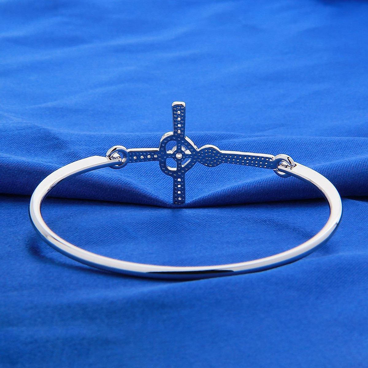 WUSUANED Infinity Love Heart God Cross With Faith Inscription Christian Bracelet Religious Gift for Women(faith cross bracelet silver)