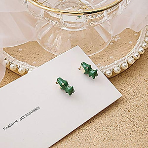 Funny Little Dinosaur Stud Earrings Dripping Oil Cartoon Green Dinosaur Animal Fun Earrings for Women (dinosaur)
