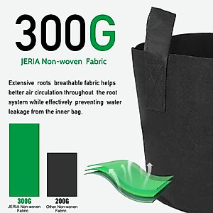 JERIA 16-Pack 5 Gallon Grow Bags, Heavy Duty Thickened Nonwoven Fabric Pots Container with Reinforced Handles, Vegetable/Flower/Plant Grow Pots Come with 16 Pcs Plant Labels