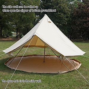 Outdoor Glamping Safari Tent Luxury Cotton Canvas 3M/4M/5M/6M Yurt Bell Tent for Family Camping (Beige Canvas, 4M Bell Tent)