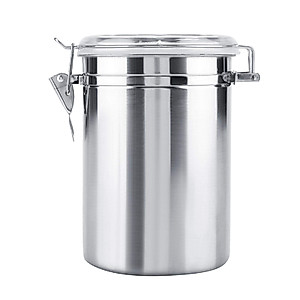 Joyzan Stainless Steel Coffee Canister, Airtight Ground Coffee Bean Storage Container Keep Fresh Organizer Jars Clear Clamp Lid Large Capacity for Kitchen Organization Pantry Tea Flour Sugar 1800ML