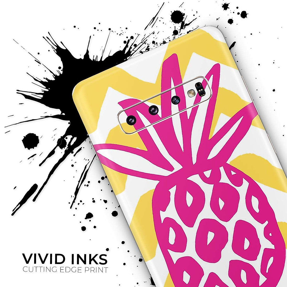 DesignSkinz Pink and Yellow Pineapple Protective Vinyl Decal Wrap Skin Cover Compatible with The Samsung Galaxy S20 (Screen Trim & Back Glass Skin)