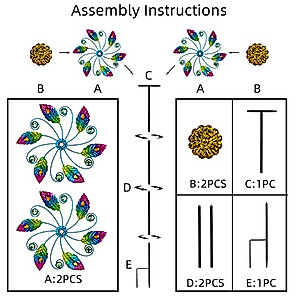 Viveta 51.2 Inch Garden Wind Spinners, Metal Wind Sculptures & Spinners Yard Spinners Outdoor Peacock Double Sided Windmill Spinner for Patio Lawn Decor