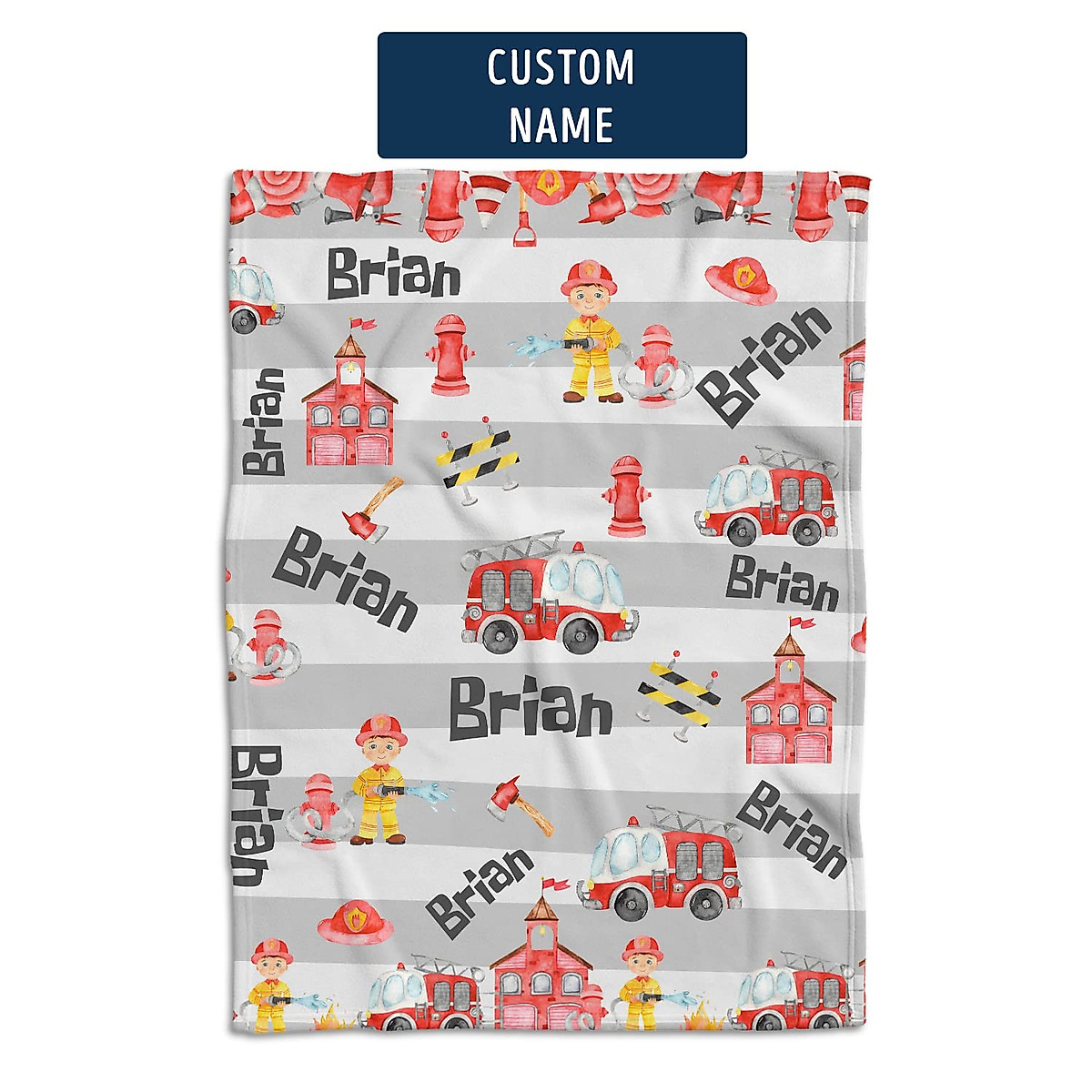 locobird Baby Firefighter Blanket, Firetruck Baby Blankets, Personalized Baby Blankets for Boys, Custom Baby Blankets Name, Firefighter Swaddle Blanket, Plush Blankets for Baby Girl Son Toddlers Kids