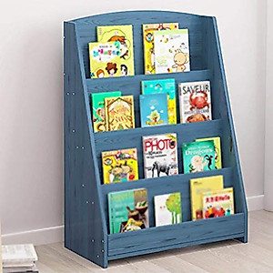Magazine Rack Newspaper Holder Book Shelf Storage Rack Stratification Floor-Standing Display Rack Materials Robust 60X30X88CM MUMUJIN (Color : Blue)