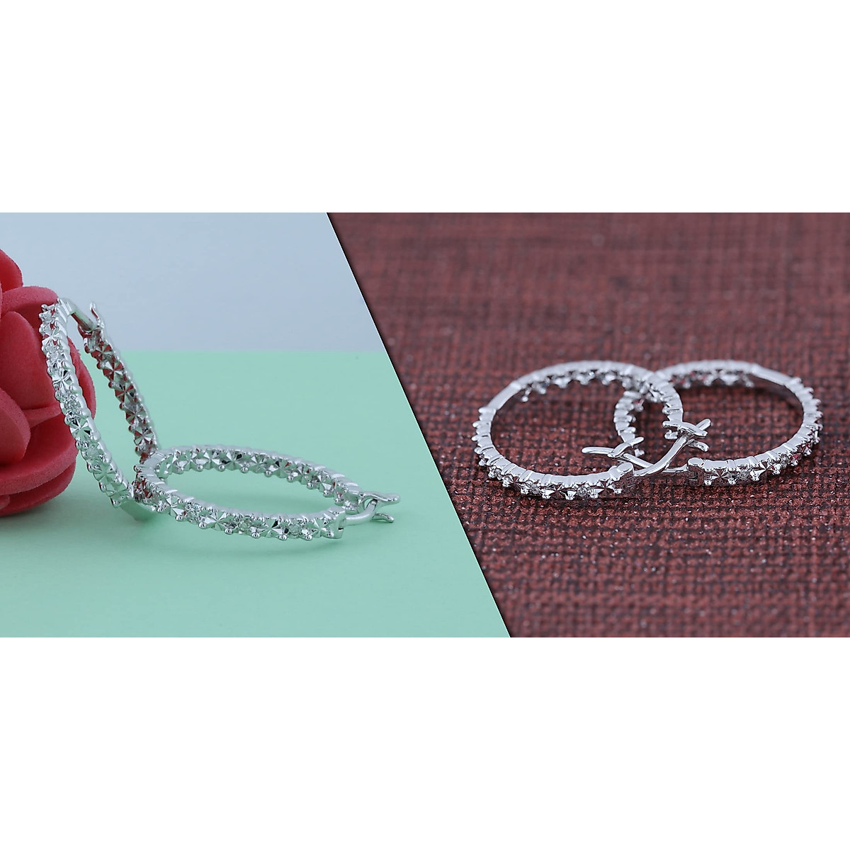 Dazzlingrock Collection Round White Diamond Illusion Set Huggies Hoop Earrings for Women (0.06 ctw, Color I-J, Clarity I2-I3) in 925 Sterling Silver