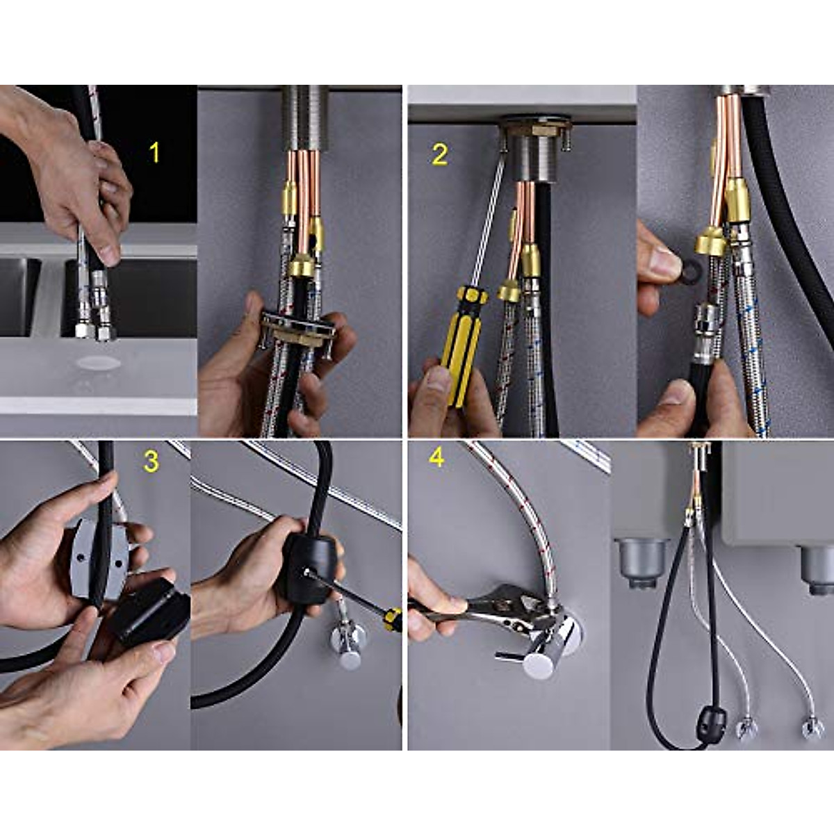 Delle Rosa Kitchen Faucet, Brushed Nickel, Single Handle, Pull-Down, 3-Way Spray Setting, Easy Installation, Lead-Free