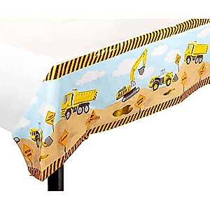 Juvale Construction Party Plastic Table Cover (54 x 108 in, 6 Pack)