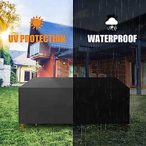 NEVERLAND Patio Furniture Cover, Outdoor Furniture Cover Waterproof, Heavy Duty and Anti-UV Outside Table and Chair Covers, for Deck, Lawn and Backyard, Black,70.87''L x 47.24" W x 27.95" H