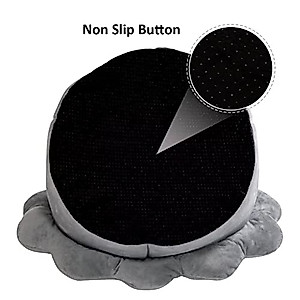 Cat Beds for Indoor Cats - Small Cat Bed with Anti-Slip Bottom, Sunflower-Shaped Cat/Dog Cave with Hanging Toy, Puppy Bed with Removable Cotton Pad, Super Soft Calming, Multiple Sizes(Grey L)