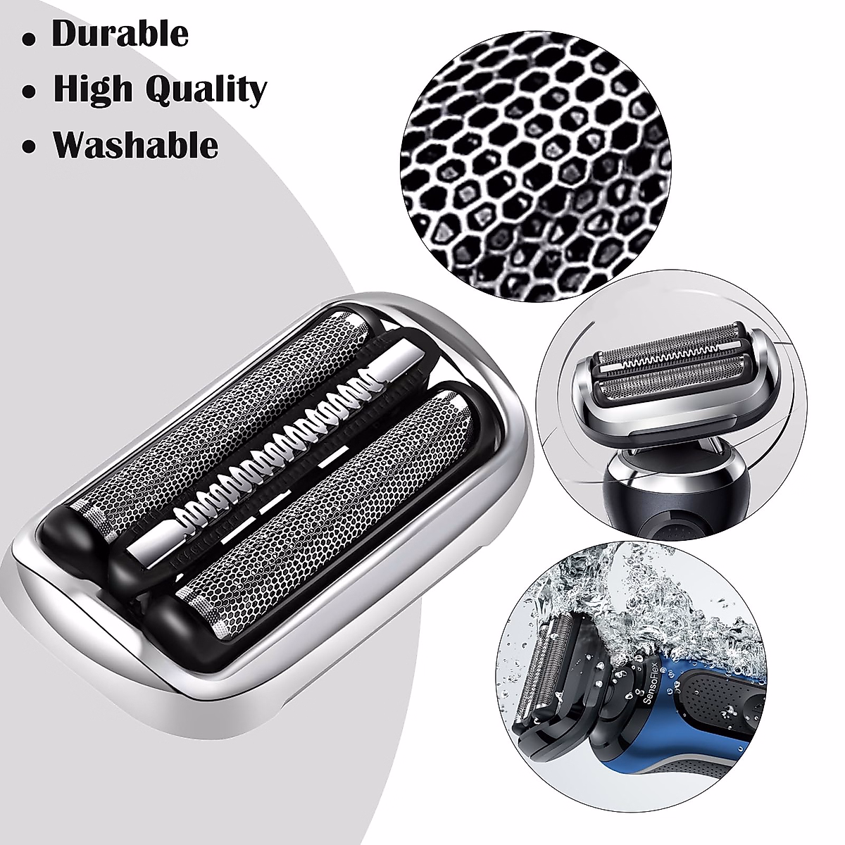 Euitent 73S for Braun Series 7 Replacement Head,73S Foil & Cutter Replace Blade Wet and Dry Suitable for Braun S7 ProSkin 7020s,7025s,7085cc,7089cc,Etc Silver (73S)