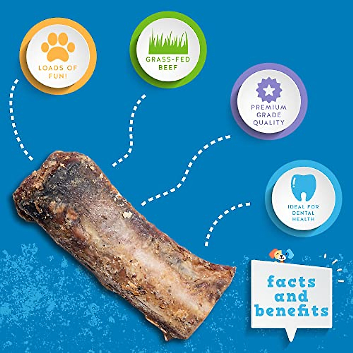 Jack&Pup Rib Bones for Dogs | All Natural Large Dog Bones| Single Ingredient Dog Chew Bones for Medium Dogs (Rib Bone Bites (20 Pack))