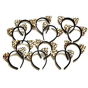 Headband Shiny Hair Hoops Cute Fluffy Hair Accessories for Women Girls Daily Wearing & Party Favor Decoration (12 Cheetah Ear)