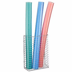 mDesign Metal Wire Wall Mount Storage Organizer for Holiday/Celebration Gift Wrap and Bows - Hang in Closet, Basement, Craft Room, Laundry Room, Garage - 2 Pack - Chrome