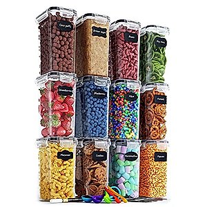 Airtight Food Storage Containers with Lids for Kitchen & Pantry Organization - Set of 12/2L Each - Kitchen Must Haves for Flour, Sugar & Dry Food Storage - BPA Free Plastic Canisters with Accessories