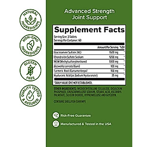 Zenwise Joint Support Supplement - 1500mg Glucosamine, 1200mg Chondroitin, 1000 MG MSM & Hyaluronic Acid for Advanced Relief Mobility Supplement for Pain, Aches, Soreness & Inflammation - 180 Tablets