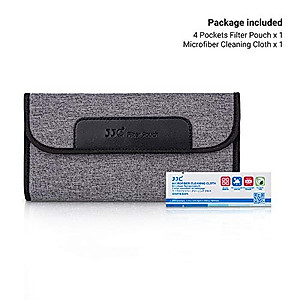 4 Pockets Lens Filter Case for Filter Up to 82mm (37mm 40.5mm 43mm 46mm 49mm 52mm 55mm 58mm 62mm 67mm 72mm 77mm),Foldout Filter Pouch with Microfiber Cleaning Cloth,Photography Filter Holder Bag