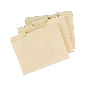 Staples 116657 Manila File Folders Letter 3 Tab Assorted Position 100/Box