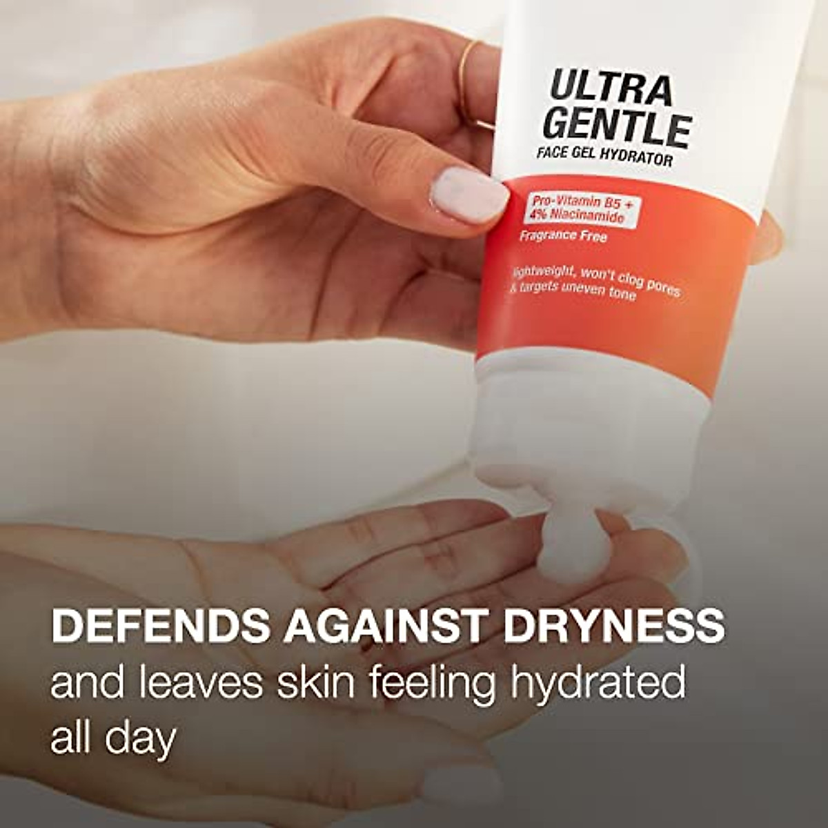 Neutrogena Ultra Gentle Face Gel Hydrator with Pro-Vitamin B5 & 4% Niacinamide Designed for Acne-Prone Skin, Lightweight Gel Cream Targets Uneven Skin Tone, Fragrance-Free, 5.0 oz