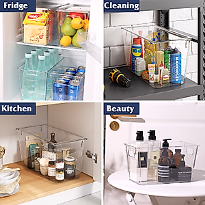 Moretoes 6 Pack Clear Plastic Storage Organizing Bins with Lids, Kitchen Organization Cabinet Fridge Organizer, Pantry Organization and Snack Storage Bins