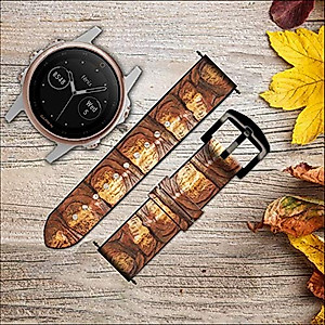 CA0075 Turtle Carapace Leather & Silicone Smart Watch Band Strap for Garmin Approach S40, Forerunner 245/245/645/645, Venu Vivoactive Vivomove Size (20mm)