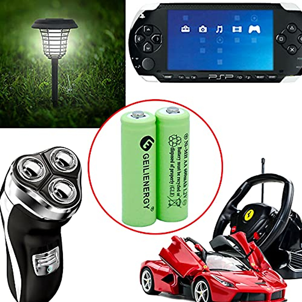 OXWINOU AA Ni-MH 600mAh 1.2V Rechargeable Battery for Outdoor Solar Lights,Garden Lights, Remotes, Mice (Green 4 PCS)