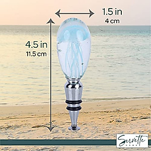 Glass Jelly Fish Wine Stopper - Light Blue