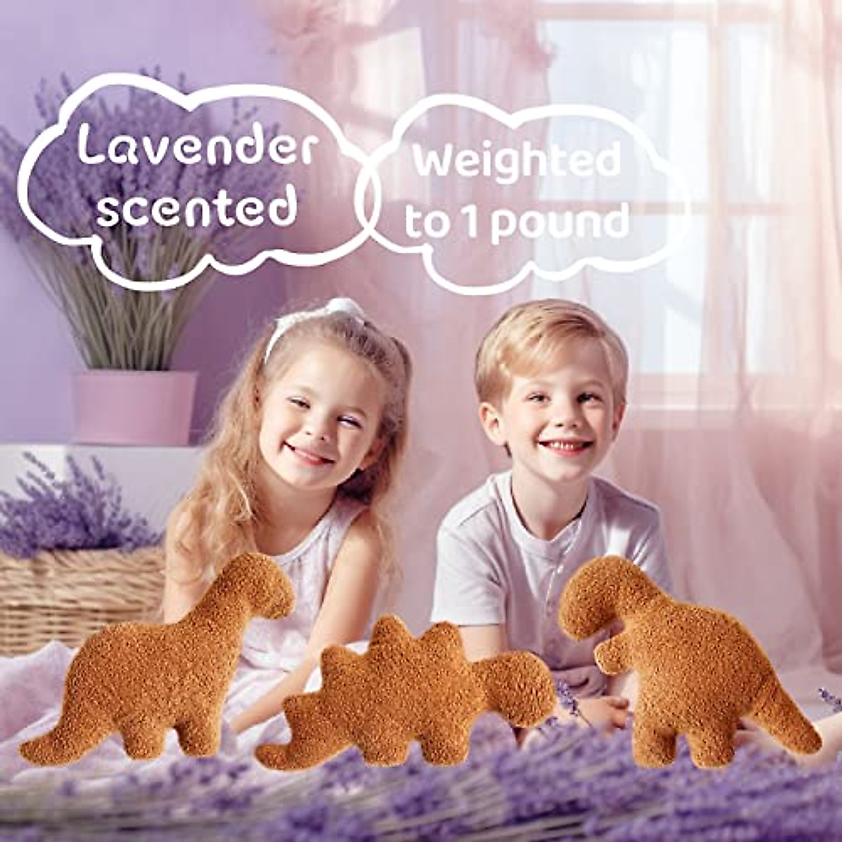 uoozii 17" | 1 Pound | Scented Stego Dino Nugget Plush Pillow - Cute Dino Chicken Nugget Shaped Weighted Stuffed Animals Ideal for Gifts & Home Decor (Brown Stego, 17" | 1 lb | Scented)