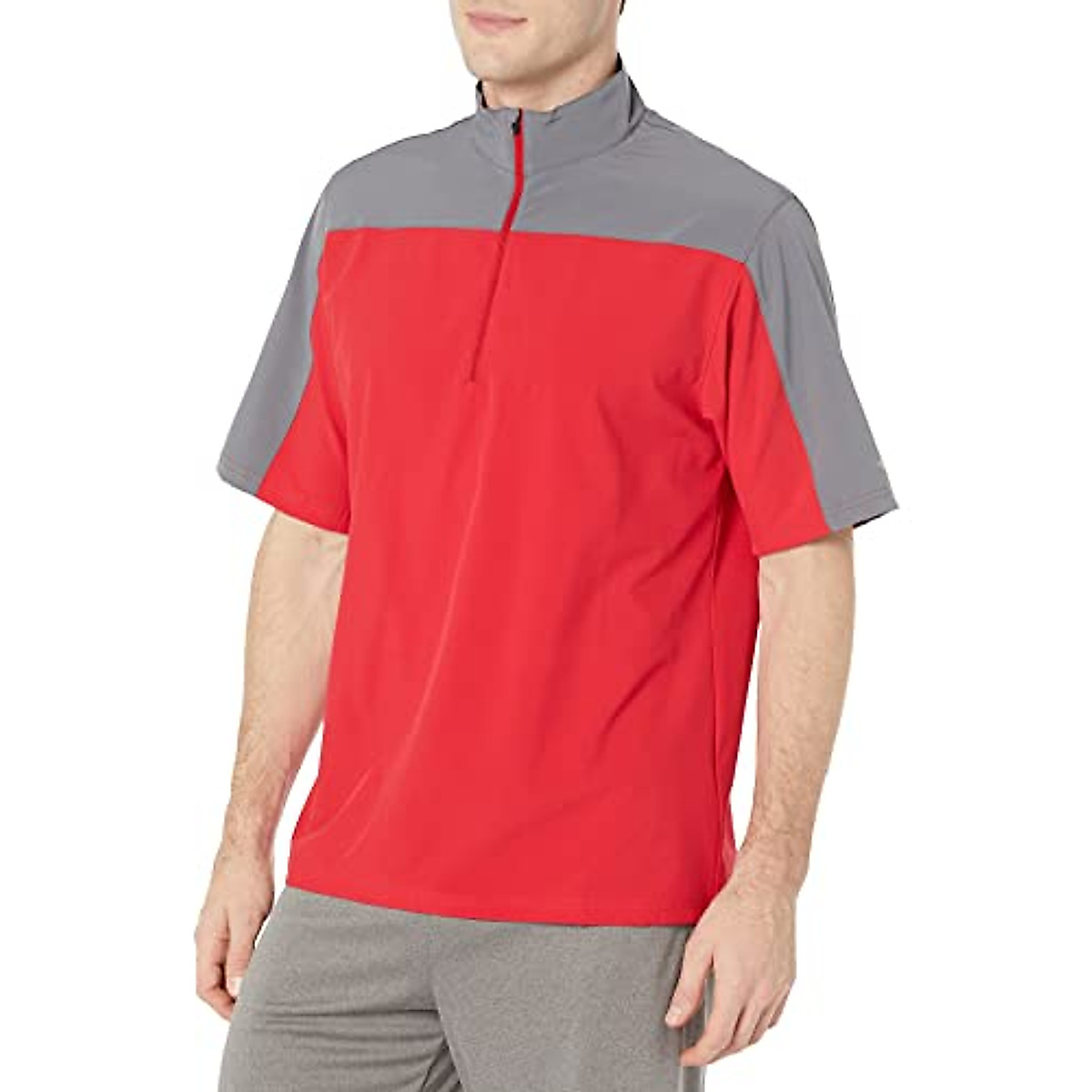 Mizuno Men's Comp Short Sleeve Batting Jacket, Red/Grey, Medium