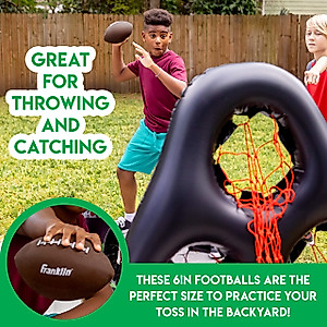 Franklin Sports Mini Footballs for Kids - (3) Inflatable Toy Replacement Footballs for Target Toss + Other Throwing Games - 6" Plastic Inflatable Footballs with Air Pump - Perfect Kids Toy Football