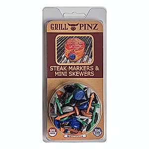 Steak Pinz - Grill Safe, Reusable Nylon Food Markers for Marking Desired Grilling Temperature, Spiciness, or Marking Dietary Restrictions - Made in The USA. (Pack of 32 Pinz