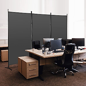 Room Divider 3 Panel Folding Privacy Screen 5.9FT Partition Room Separators with Metal Frame Portable Freestanding Room Dividers Indoor Wall Dividers for Studio Office, Dining Room, Grey