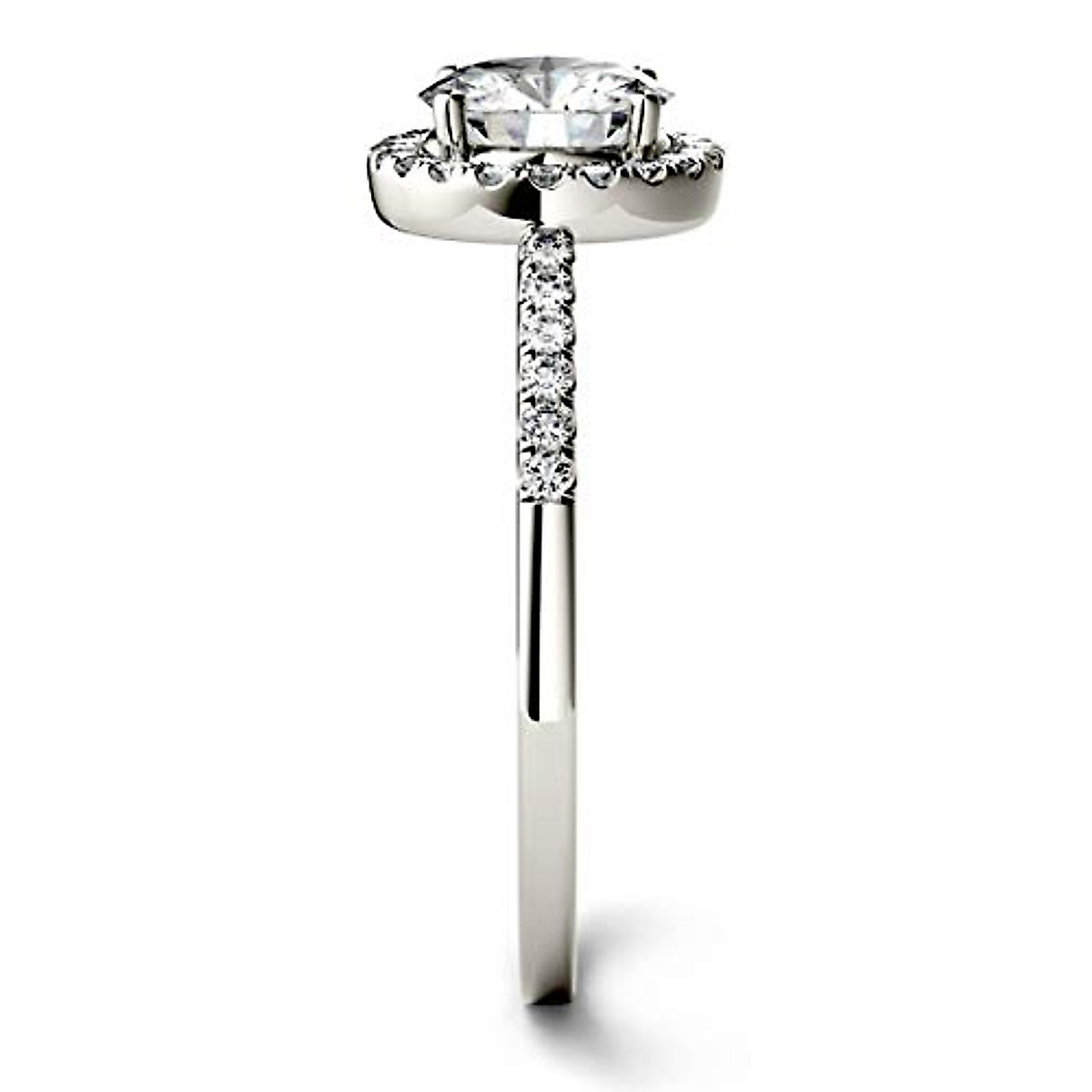 Charles & Colvard Created Moissanite 6.5mm Round Cut Engagement Ring for Women | 1.3 cttw DEW | Lab Grown | Solid 14K White Gold with Rhodium | Size 6