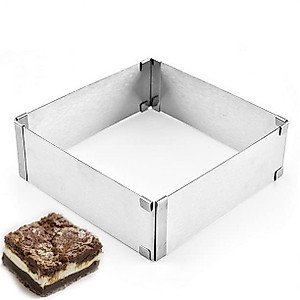 Adjustable Stainless Steel Square Cake Mousse Mold Cutter, Adjustable from 3.7 to 6.4 Inches