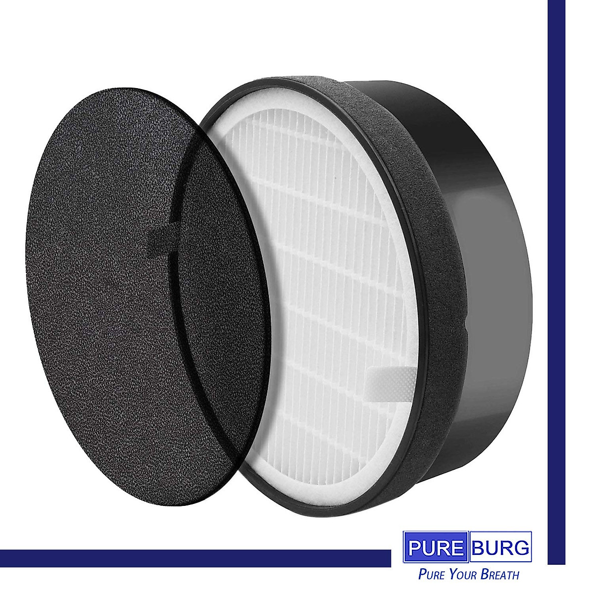 PUREBURG MD1-0039 Replacement True HEPA Filter Kit Compatible with Vornado MD1-0039 Fits Models CYLO50 CYLO51 QUBE50 Air Purifiers, H13 Activated Carbon,2-Pack