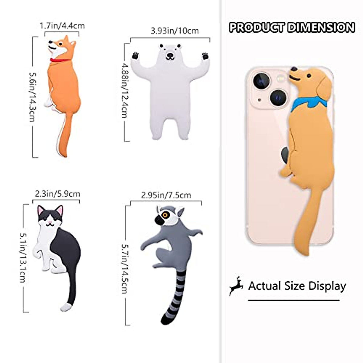 YISTOS Cute Animal Decorative Wall Hooks ,Kids Adhesive,Adhesive Shower Towel Hooks for Bathrooms Wall Mounted,Hat Key Hooks Decorative for Wall, Small Keychain Hook(3Pcs Cat,3 Pcs Dog), White