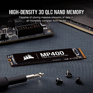 Corsair MP400 4TB M.2 NVMe PCIe x4 Gen3 SSD (Sequential Read Speeds of up to 3,480 MB/s, Write Speeds of up to 3,000 MB/s, High-Density 3D QLC NAND) Black